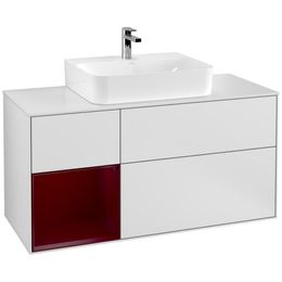 Villeroy & Boch Villeroy und Boch Finion Waschtischunterschrank F161HBMT 120cm, Abdeckplatte white matt, Regal links Peony, White matt lacquer