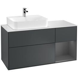 Villeroy & Boch Villeroy und Boch Finion Waschtischunterschrank G151GKHG 120cm, Abdeckplatte white matt, Emotion, Regal links Anthracite matt, Midnight Blue Matt Lacquer