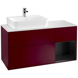 Villeroy & Boch Villeroy und Boch Finion Waschtischunterschrank G151PDHB 120cm, Abdeckplatte white matt, Emotion, Regal links Black matt lacquer, Peony Matt