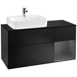 Villeroy & Boch Villeroy und Boch Finion Waschtischunterschrank G152GKPD 120cm, Abdeckplatte black matt, Emotion, Regal links Anthracite matt, Black matt lacquer