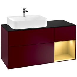 Villeroy & Boch Villeroy und Boch Finion Waschtischunterschrank G152HFHB 120cm, Abdeckplatte black matt, Emotion, Regal links Gold matt, Peony Matt
