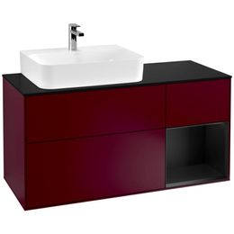 Villeroy & Boch Villeroy und Boch Finion Waschtischunterschrank G152PDHB 120cm, Abdeckplatte black matt, Emotion, Regal links Black matt lacquer, Peony Matt