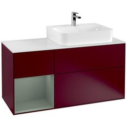 Villeroy & Boch Villeroy und Boch Finion Waschtischunterschrank G141GMHB 120cm, Abdeckplatte white matt, Emotion, Regal links Olive Matt Lacquer, Peony Matt