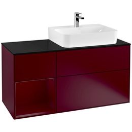 Villeroy & Boch Villeroy und Boch Finion Waschtischunterschrank G142HBHB 120cm, Abdeckplatte black matt, Emotion, Regal links Peony, Peony Matt