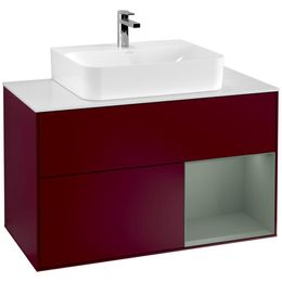 Villeroy & Boch Villeroy und Boch Finion Waschtischunterschrank G121GMHB 100cm, Abdeckplatte white matt, Emotion, Regal rechts Olive Matt Lacquer, Peony Matt