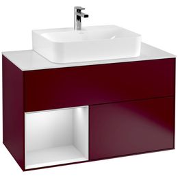 Villeroy & Boch Villeroy und Boch Finion Waschtischunterschrank G111MTHB 100cm, Abdeckplatte white matt, Emotion, Regal links White matt lacquer, Peony Matt