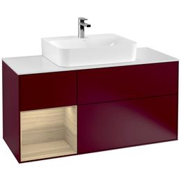 Villeroy & Boch Villeroy und Boch Finion Waschtischunterschrank G161PCHB 120cm, Abdeckplatte white matt, Emotion, Regal links Oak Veneer, Peony Matt