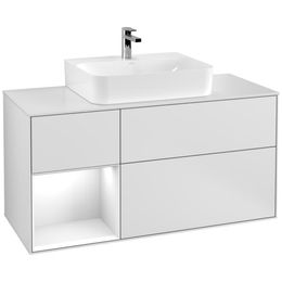 Villeroy & Boch Villeroy und Boch Finion Waschtischunterschrank G161GFMT 120cm, Abdeckplatte white matt, Emotion, Regal links Glossy white lacquer, White matt lacquer