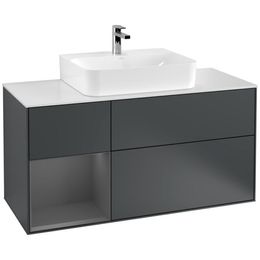 Villeroy & Boch Villeroy und Boch Finion Waschtischunterschrank G161GKHG 120cm, Abdeckplatte white matt, Emotion, Regal links Anthracite matt, Midnight Blue Matt Lacquer