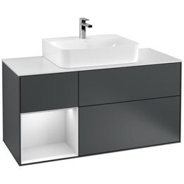 Villeroy & Boch Villeroy und Boch Finion Waschtischunterschrank G161MTHG 120cm, Abdeckplatte white matt, Emotion, Regal links White matt lacquer, Midnight Blue Matt Lacquer