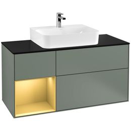 Villeroy & Boch Villeroy und Boch Finion Waschtischunterschrank G162HFGM 120cm, Abdeckplatte black matt, Emotion, Regal links Gold matt, Olive Matt Lacquer