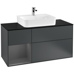 Villeroy & Boch Villeroy und Boch Finion Waschtischunterschrank G162GKHG 120cm, Abdeckplatte black matt, Emotion, Regal links Anthracite matt, Midnight Blue Matt Lacquer