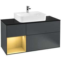 Villeroy & Boch Villeroy und Boch Finion Waschtischunterschrank G162HFHG 120cm, Abdeckplatte black matt, Emotion, Regal links Gold matt, Midnight Blue Matt Lacquer