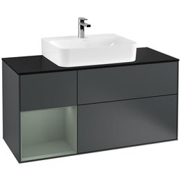 Villeroy & Boch Villeroy und Boch Finion Waschtischunterschrank F162GMHG 120cm, Abdeckplatte black matt, Regal links Olive Matt Lacquer, Midnight Blue Matt Lacquer