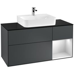 Villeroy & Boch Villeroy und Boch Finion Waschtischunterschrank F172MTHG 120cm, Abdeckplatte black matt, Regal rechts White matt lacquer, Midnight Blue Matt Lacquer