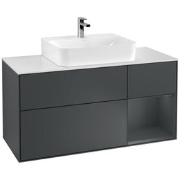 Villeroy & Boch Villeroy und Boch Finion Waschtischunterschrank F171HGHG 120cm, Abdeckplatte white matt, Regal rechts Midnight Blue Matt Lacquer, Midnight Blue Matt Lacquer