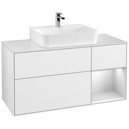 Villeroy & Boch Villeroy und Boch Finion Waschtischunterschrank G171MTGF 120cm, Abdeckplatte white matt, Emotion, Regal rechts White matt lacquer, Glossy white lacquer