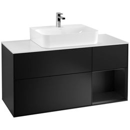 Villeroy & Boch Villeroy und Boch Finion Waschtischunterschrank G171PDPD 120cm, Abdeckplatte white matt, Emotion, Regal rechts Black matt lacquer, Black matt lacquer