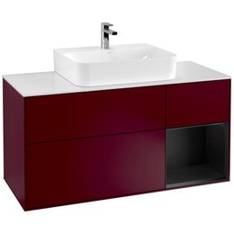 Villeroy & Boch Villeroy und Boch Finion Waschtischunterschrank G171PDHB 120cm, Abdeckplatte white matt, Emotion, Regal rechts Black matt lacquer, Peony Matt