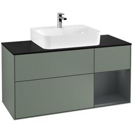 Villeroy & Boch Villeroy und Boch Finion Waschtischunterschrank G172HGGM 120cm, Abdeckplatte black matt, Emotion, Regal rechts Midnight Blue Matt Lacquer, Olive Matt Lacquer