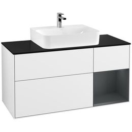 Villeroy & Boch Villeroy und Boch Finion Waschtischunterschrank G172HGGF 120cm, Abdeckplatte black matt, Emotion, Regal rechts Midnight Blue Matt Lacquer, Glossy white lacquer