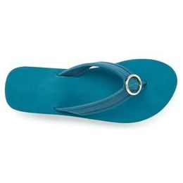 Badezehentrenner Lascana "Sandale, Badeschuh, Pantolette, Badelatsche, Flip Flop, Sommerschuh", Damen, Gr. 35, blau (petrol), Obermaterial: 100% Textilmaterial. Decksohle: 100% Synthetik. Laufsohle: 100% Synthetik, unifarben, Schuhe Zehentrenner Dianette, Zehentrenner mit Ringapplikation "Italy" VEGAN