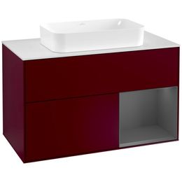 Villeroy & Boch Villeroy und Boch Finion Waschtischunterschrank F251GKHB 100x60,3cm, Abdeckplatte white matt, Regal rechts Anthracite matt, Peony Matt