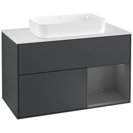 Villeroy & Boch Villeroy und Boch Finion Waschtischunterschrank G251GKHG 100cm, Abdeckplatte white matt, Emotion, Regal rechts Anthracite matt, Midnight Blue Matt Lacquer