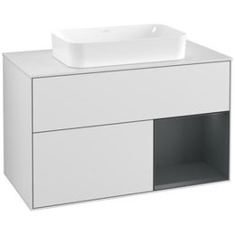 Villeroy & Boch Villeroy und Boch Finion Waschtischunterschrank G251HGMT 100cm, Abdeckplatte white matt, Emotion, Regal rechts Midnight Blue Matt Lacquer, White matt lacquer