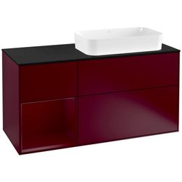 Villeroy & Boch Villeroy und Boch Finion Waschtischunterschrank G272HBHB 120cm, Abdeckplatte black matt, Emotion, Regal links Peony, Peony Matt