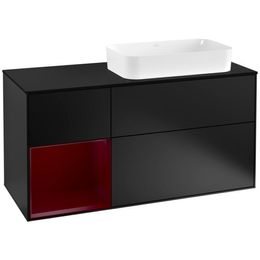 Villeroy & Boch Villeroy und Boch Finion Waschtischunterschrank G272HBPD 120cm, Abdeckplatte black matt, Emotion, Regal links Peony, Black matt lacquer