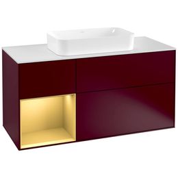 Villeroy & Boch Villeroy und Boch Finion Waschtischunterschrank F291HFHB 120cm, Abdeckplatte white matt, Regal links Gold matt, Peony Matt