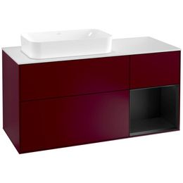 Villeroy & Boch Villeroy und Boch Finion Waschtischunterschrank G281PDHB 120cm, Abdeckplatte white matt, Emotion, Regal rechts Black matt lacquer, Peony Matt
