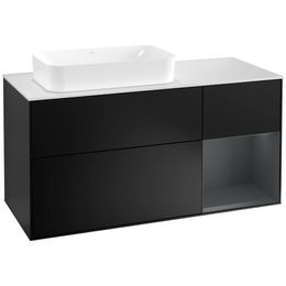 Villeroy & Boch Villeroy und Boch Finion Waschtischunterschrank G281HGPD 120cm, Abdeckplatte white matt, Emotion, Regal rechts Midnight Blue Matt Lacquer, Black matt lacquer