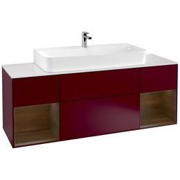 Villeroy & Boch Villeroy und Boch Finion Waschtischunterschrank G211GNHB 160cm, Abdeckplatte white matt, Emotion, Regale Walnut veneer, Peony Matt