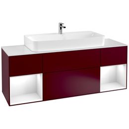 Villeroy & Boch Villeroy und Boch Finion Waschtischunterschrank G211GFHB 160cm, Abdeckplatte white matt, Emotion, Regale Glossy white lacquer, Peony Matt