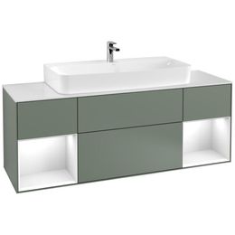 Villeroy & Boch Villeroy und Boch Finion Waschtischunterschrank G211GFGM 160cm, Abdeckplatte white matt, Emotion, Regale Glossy white lacquer, Olive Matt Lacquer