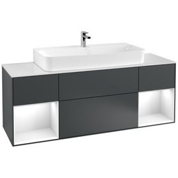 Villeroy & Boch Villeroy und Boch Finion Waschtischunterschrank G211GFHG 160cm, Abdeckplatte white matt, Emotion, Regale Glossy white lacquer, Midnight Blue Matt Lacquer
