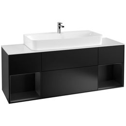 Villeroy & Boch Villeroy und Boch Finion Waschtischunterschrank G211PDPD 160cm, Abdeckplatte white matt, Emotion, Regale Black matt lacquer, Black matt lacquer