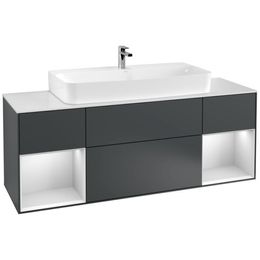 Villeroy & Boch Villeroy und Boch Finion Waschtischunterschrank G211MTHG 160cm, Abdeckplatte white matt, Emotion, Regale White matt lacquer, Midnight Blue Matt Lacquer