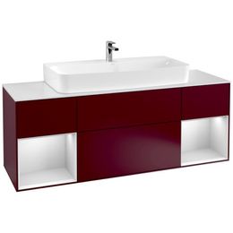 Villeroy & Boch Villeroy und Boch Finion Waschtischunterschrank F211MTHB 160cm, Abdeckplatte white matt, Regale White matt lacquer, Peony Matt
