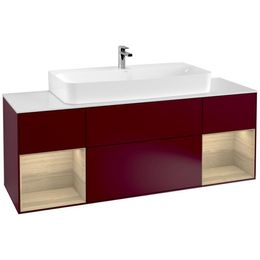 Villeroy & Boch Villeroy und Boch Finion Waschtischunterschrank F211PCHB 160cm, Abdeckplatte white matt, Regale Oak Veneer, Peony Matt