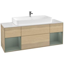 Villeroy & Boch Villeroy und Boch Finion Waschtischunterschrank F211GMPC 160cm, Abdeckplatte white matt, Regale Olive matt lacquer, Oak Veneer