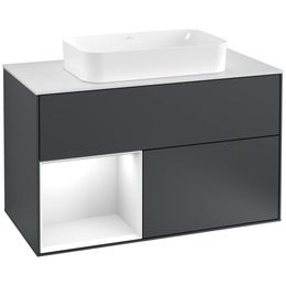 Villeroy & Boch Villeroy und Boch Finion Waschtischunterschrank G241GFHG 100cm, Abdeckplatte white matt, Emotion, Regal links Glossy white lacquer, Midnight Blue Matt Lacquer