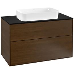 Villeroy & Boch Villeroy und Boch Finion Waschtischunterschrank G23200GN 100x60,3cm, Emotion, Abdeckplatte black matt, Walnut veneer