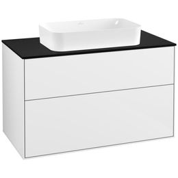 Villeroy & Boch Villeroy und Boch Finion Waschtischunterschrank G23200GF 100x60,3cm, Emotion, Abdeckplatte black matt, Glossy white lacquer