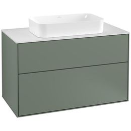 Villeroy & Boch Villeroy und Boch Finion Waschtischunterschrank F23100GM 100x60,3cm, Abdeckplatte white matt, Olive Matt Lacquer