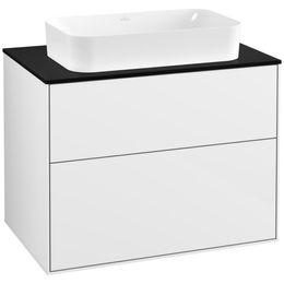Villeroy & Boch Villeroy und Boch Finion Waschtischunterschrank F22200GF 80x60,3cm, Abdeckplatte black matt, Glossy white lacquer