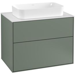 Villeroy & Boch Villeroy und Boch Finion Waschtischunterschrank G22100GM 80x60,3cm, Emotion, Abdeckplatte white matt, Olive Matt Lacquer