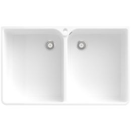 Villeroy & Boch Villeroy und Boch Sp&uuml;lstein Doppelbecken 639001R1 Ablaufgarnitur mit Handbet&auml;tigung, wei&szlig;